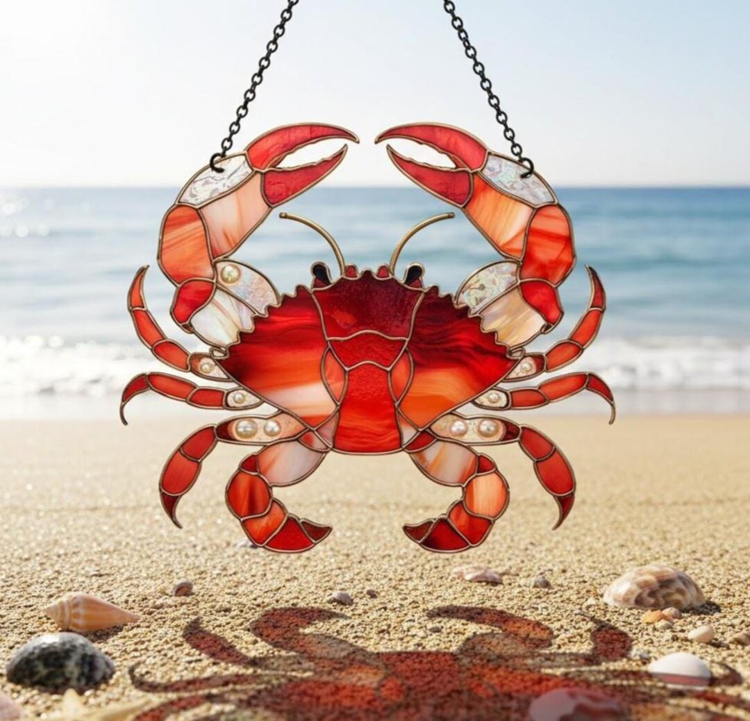 Red Crab Acrylic Suncatcher, Coastal Window Decor - Etsy