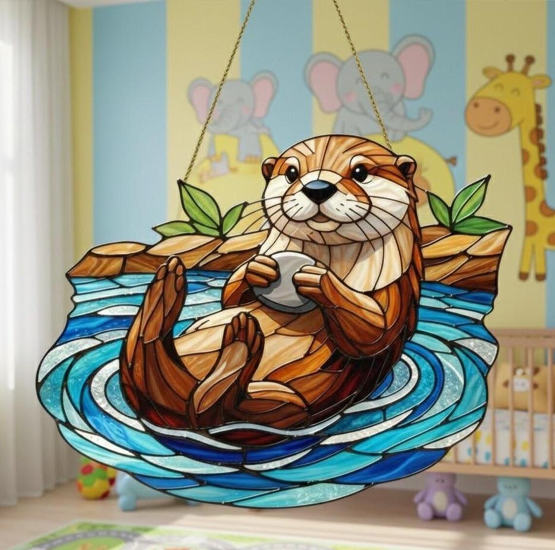 Stained Acrylic Otter Suncatcher, Cartoon Window Hanging Decor - Etsy
