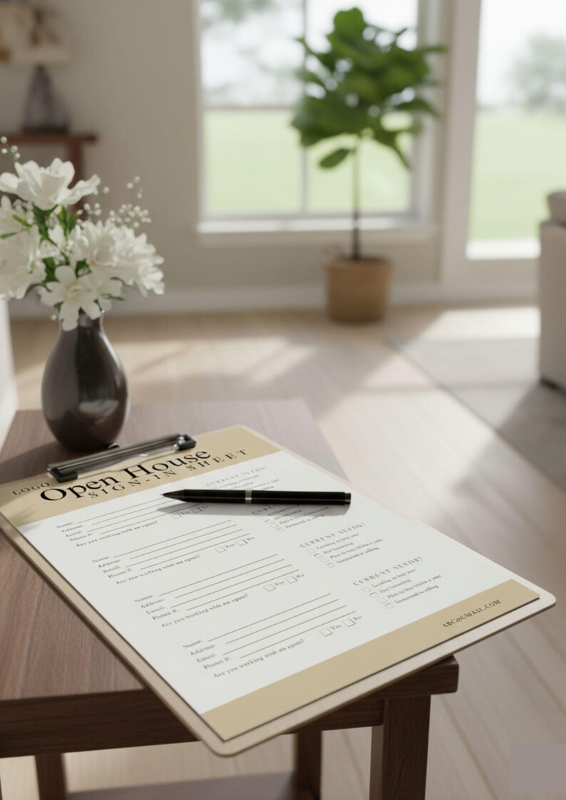 Open House Sign in Sheet Editable Real Estate Visitor Registration ...