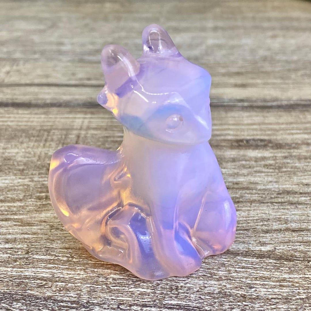 100g Beautiful Pink Opal Light Fury Crystal Carving Reiki Energy Mental ...