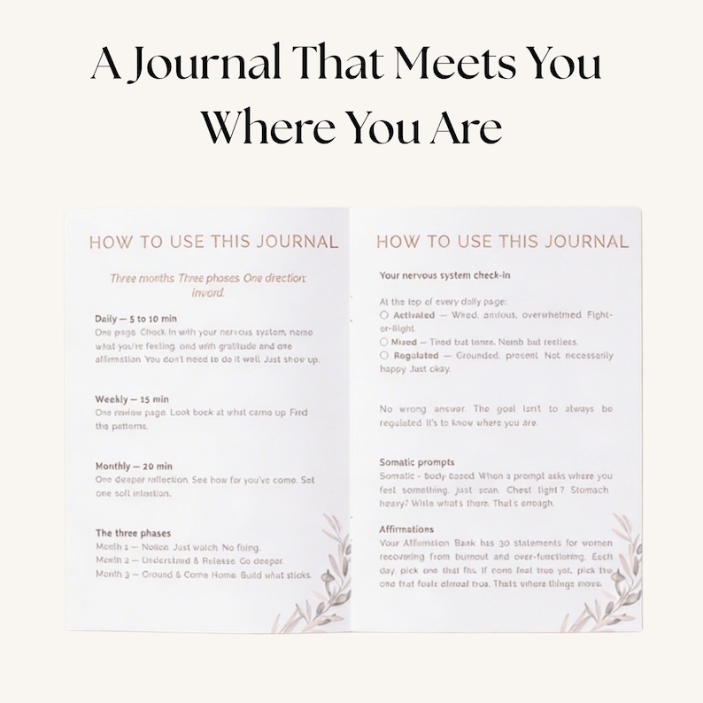 Somatic Healing Printable PDF, Nervous System Journal Pages A4, Instant ...