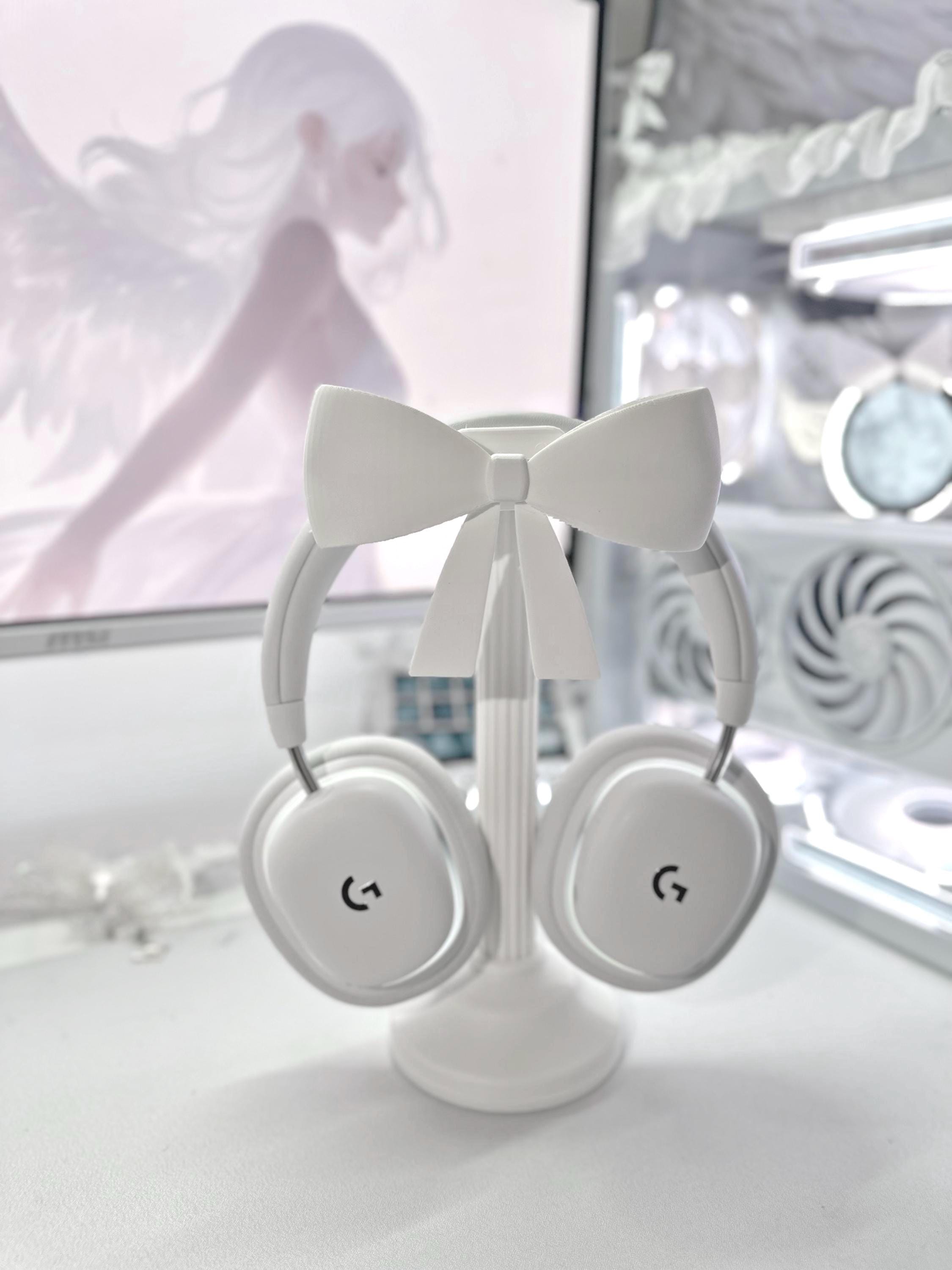 Angelic Coquette Bow V2 3D Printed Headphone Stand: Desk Decor, Girly ...
