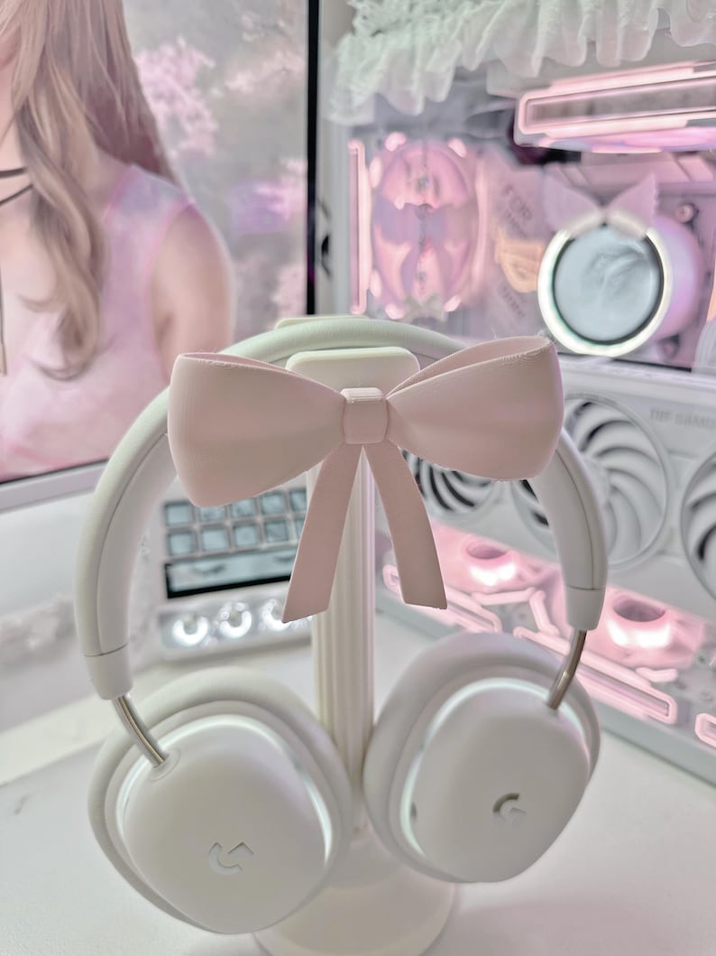 Dainty Coquette Bow 3D Printed Headphone Stand: Desk Decor, Girly Setup ...