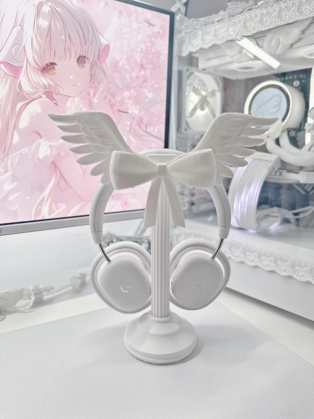 Coquette Angelic 3D Printed Headphone Stand: Desk Decor, Girly Setup ...