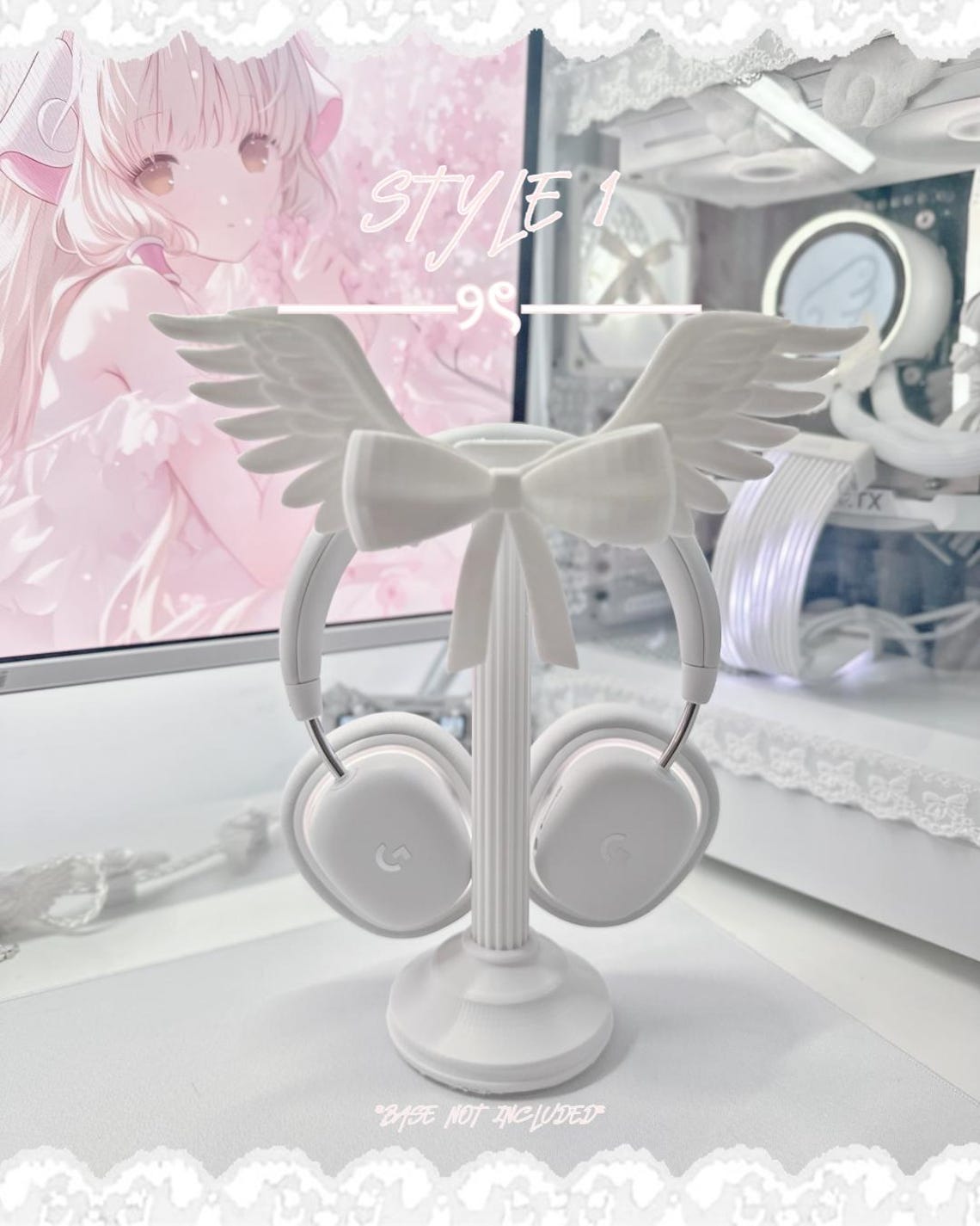 Coquette Headphone Stand Attachments: 3D Printed, Angel Wings - Etsy