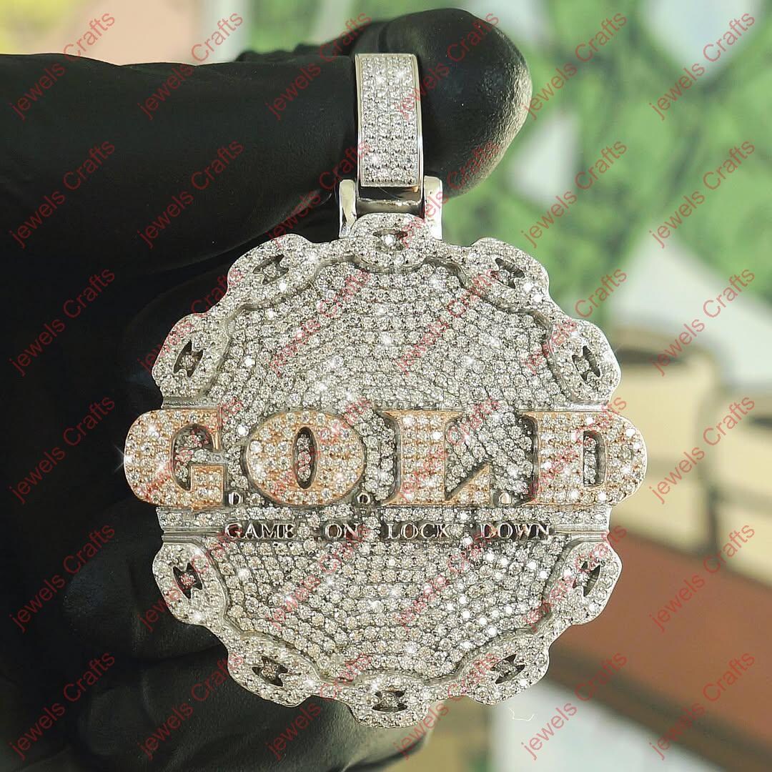 Gift Custom Letter Men's Moissanite 3.5 Inches Pendant, 925 Sterling ...