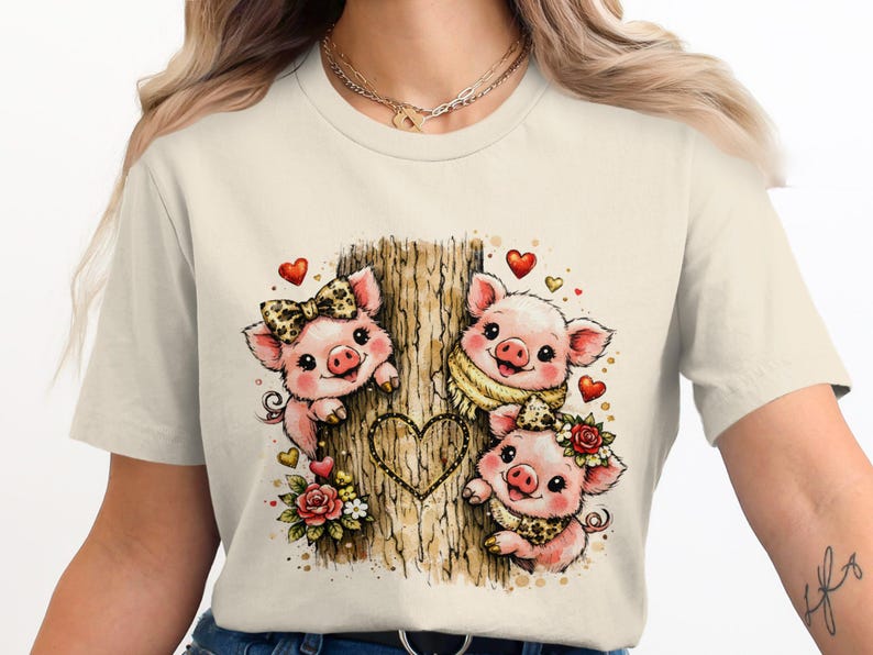 Peeking Pigs Watercolor Shirt, Farm Animal Lover Gift, Leopard Print ...