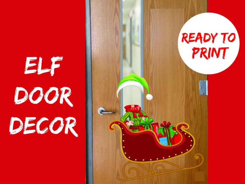 Santa Sleigh Classroom Door Decor Kit - Holiday Classes Bulletin Board ...