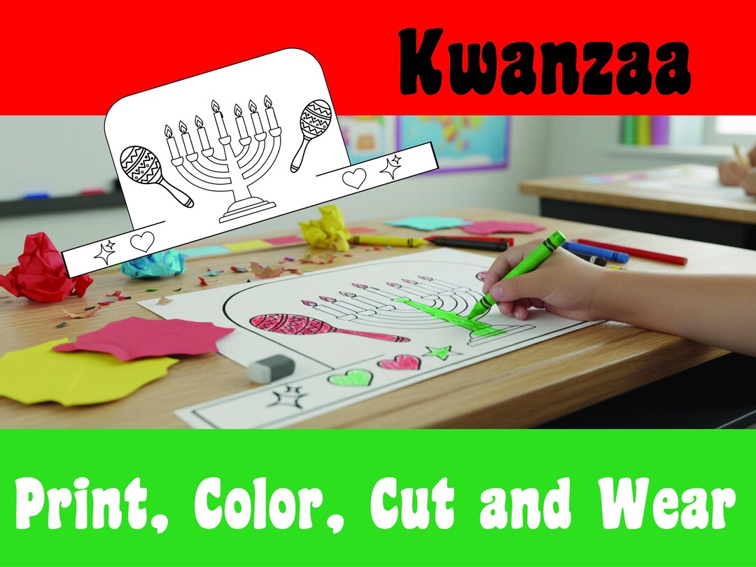 Kwanzaa Kinara Colouring Hat Classroom Bulletin for Kids – Decoration ...