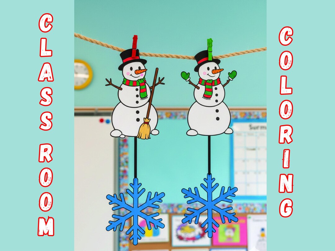Snowmen and Snowflakes Classroom Door Bulletin and Celling Decor Kit ...