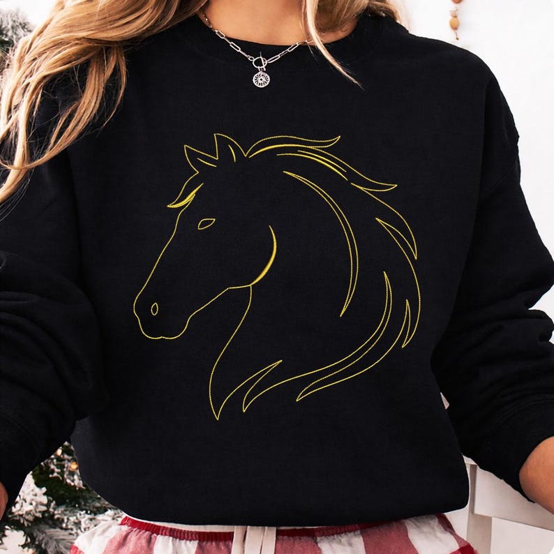 Lunar New Year 2026 Golden Horse (outline Only) Embroidery Design ...