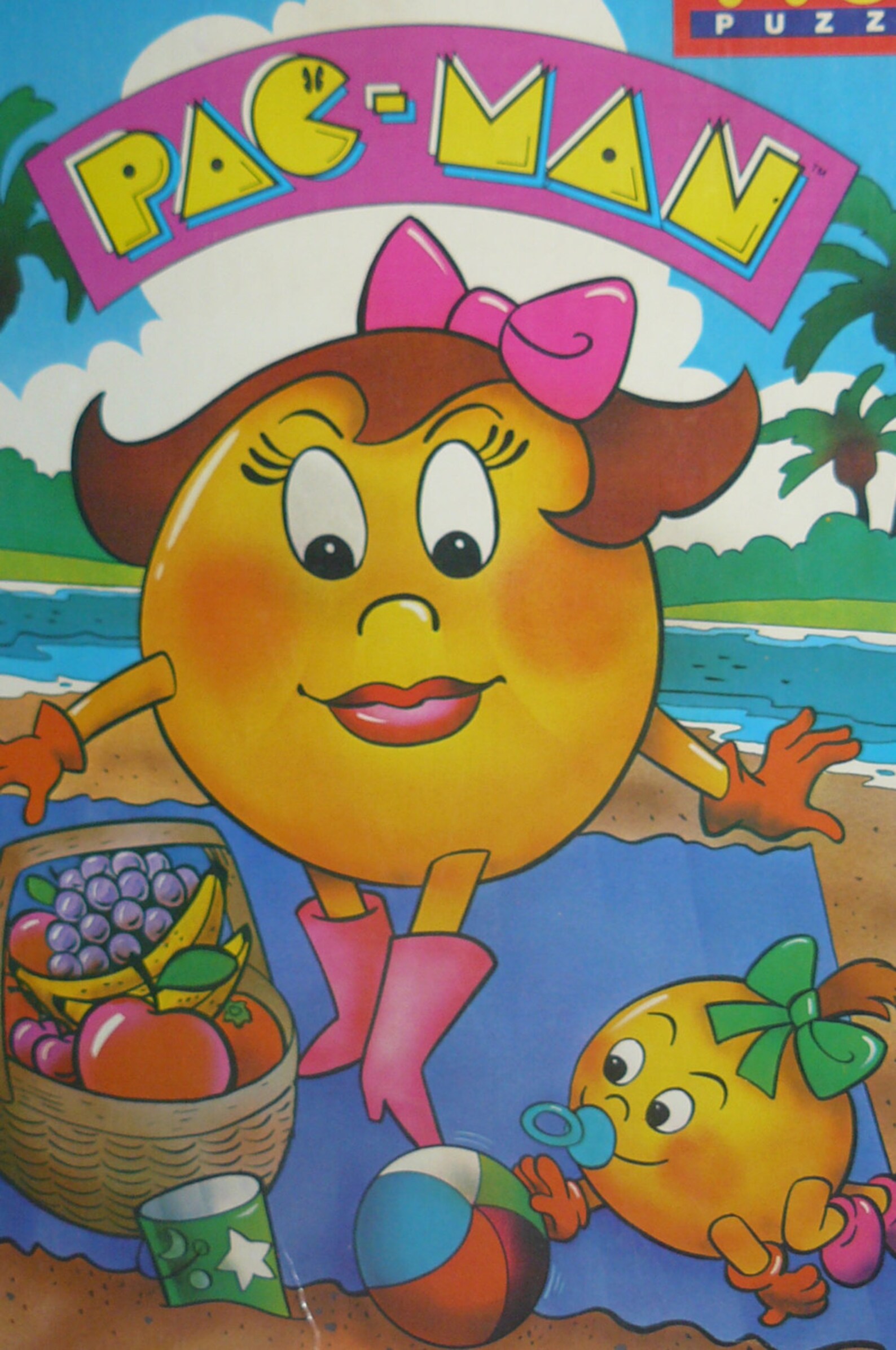 Vintage PAC MAN Puzzle Genuine Wood Pac Lady Complete in Original Box ...