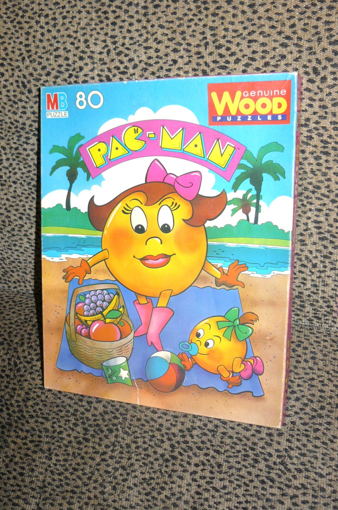 Vintage PAC MAN Puzzle Genuine Wood Pac Lady Complete in Original Box ...