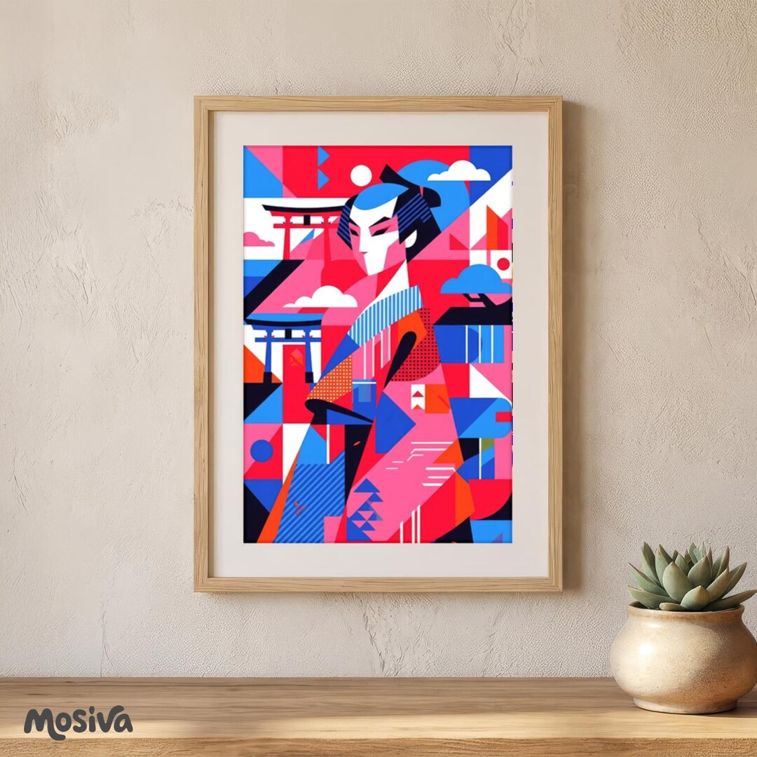 Abstract Samurai Art Print, Geometric Japanese Warrior (digital ...
