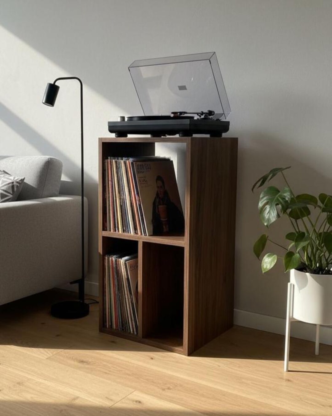 Modern Vinyl Record Storage Cabinet • Wood Record Player Stand ...
