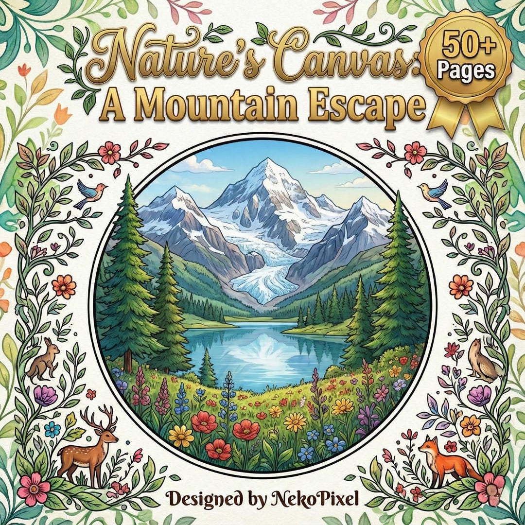Mountain Escape Coloring Book: 50+ Landscape Pages (PDF Download) - Etsy