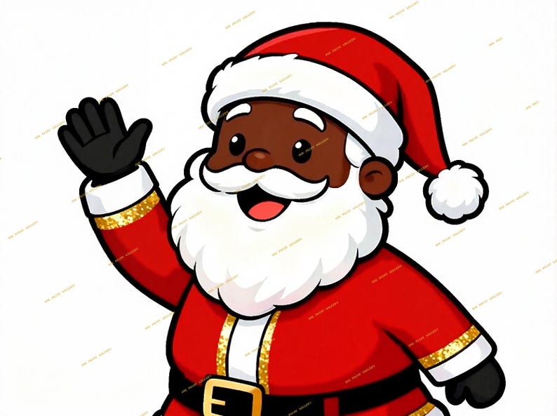 Black Santa & Elves Christmas Clipart | African American PNG Set (5 ...