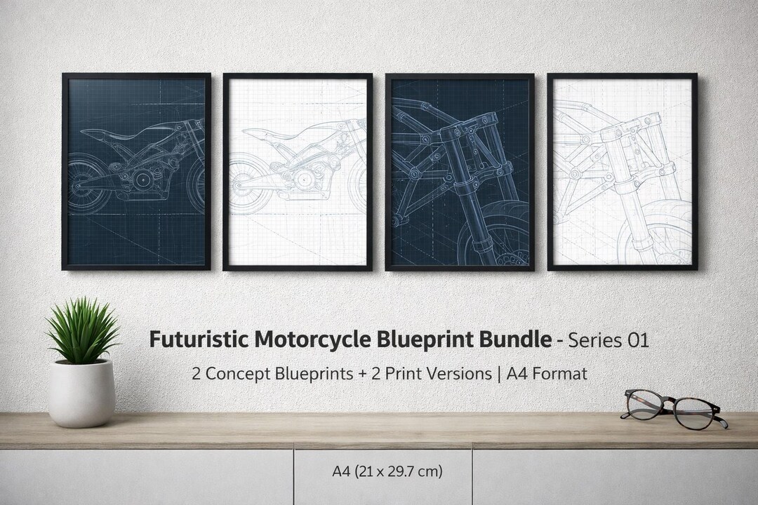 2 Concept Blueprints + 2 Print Versions | A4 & A3 Printable Technical ...