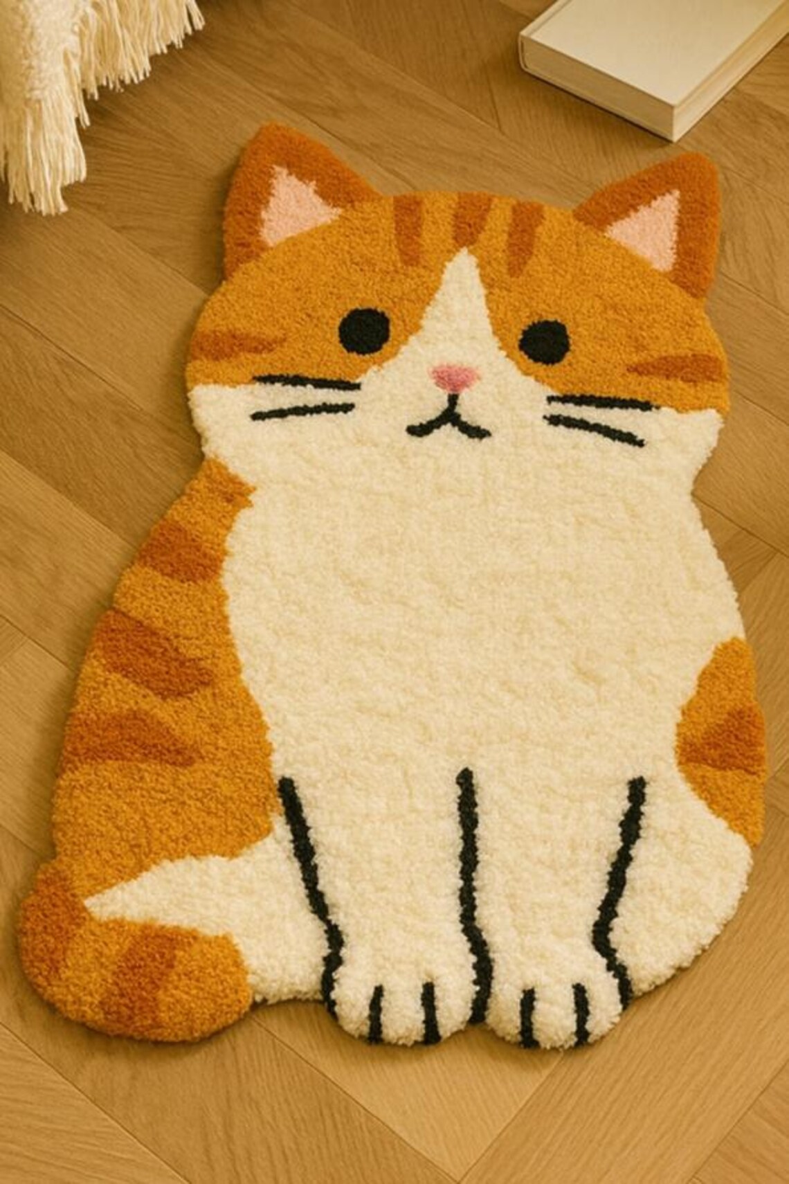 Cute Cat Shape Hand Tufted Rug | Animal Shaped Kids Room Rug | Soft ...