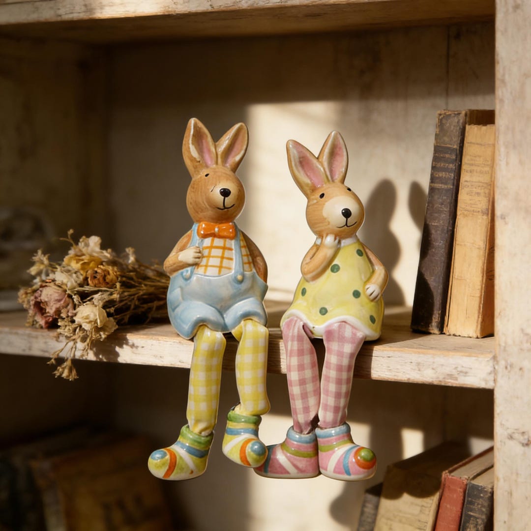 Hand-painted Ceramic Bunny Shelf Sitters – Vintage Easter Decor - Etsy