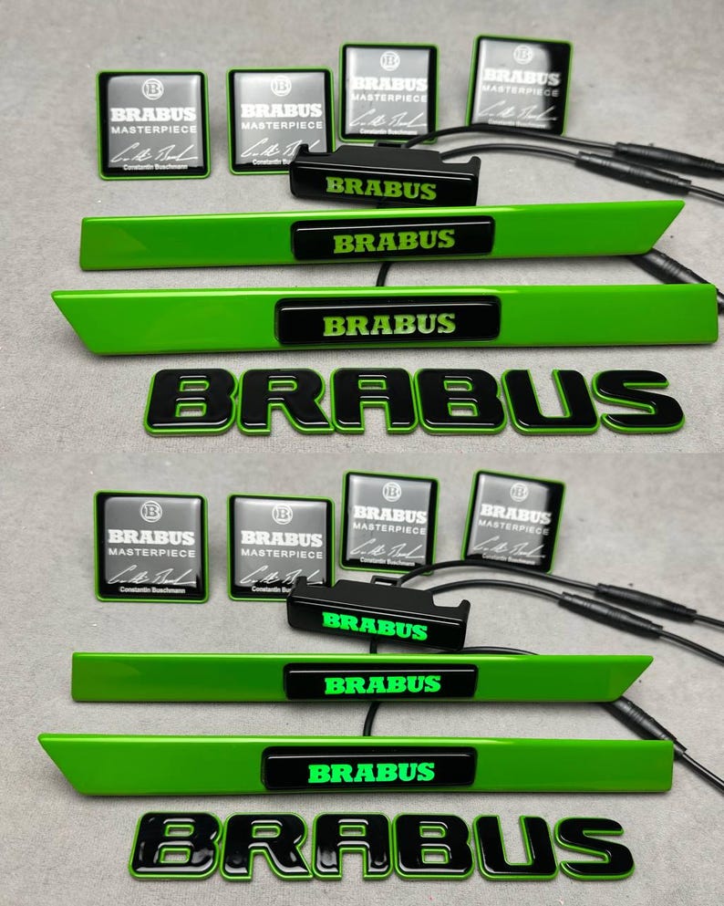 Brabus Green Badge, Leds & Masterpiece Emblem Set for Mercedes G-class ...