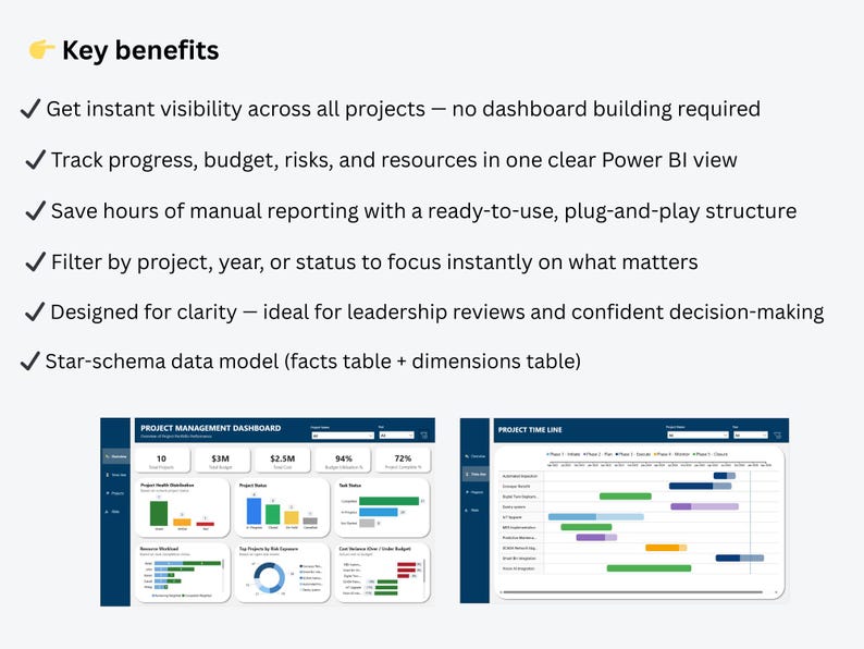 Project Management Power BI Dashboard | Project Overview + Timeline ...