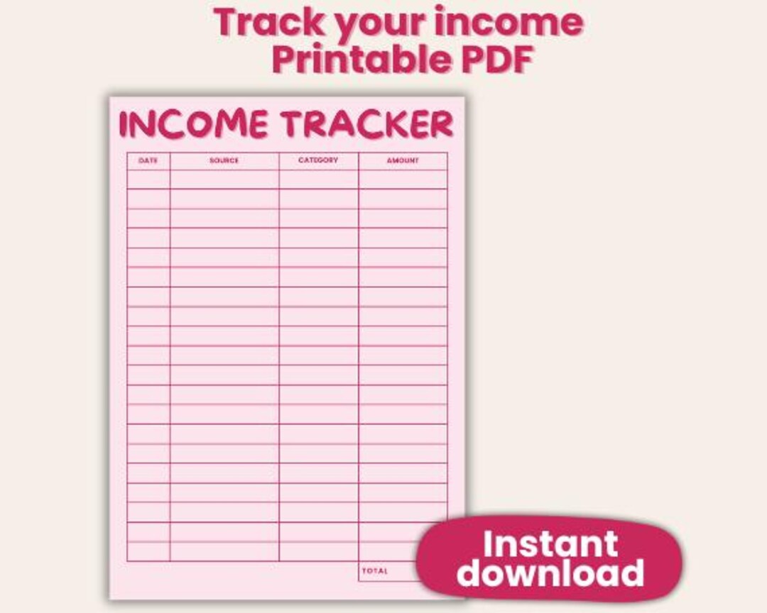 Income Tracker Printable | Monthly Income Log PDF | Reusable Digital ...