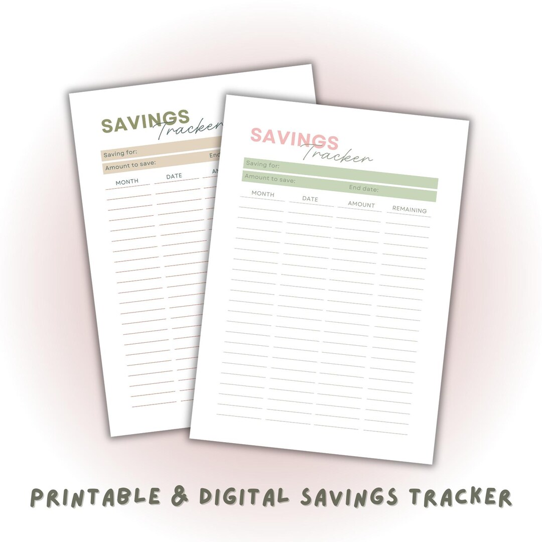 Editable Savings Tracker, Printable Financial Log, Money Goals, A4/ US ...