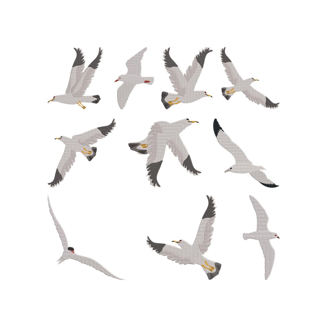 Seagull Flying Bird Embroidery Design, Flying Bird Seagull Machine ...