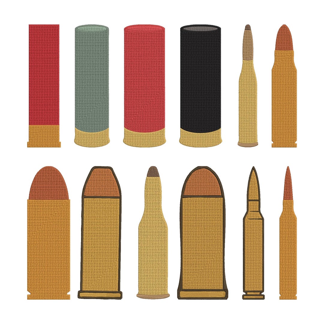 Bullet Ammo Cartridge Embroidery Design, Ammo Cartridge Machine ...