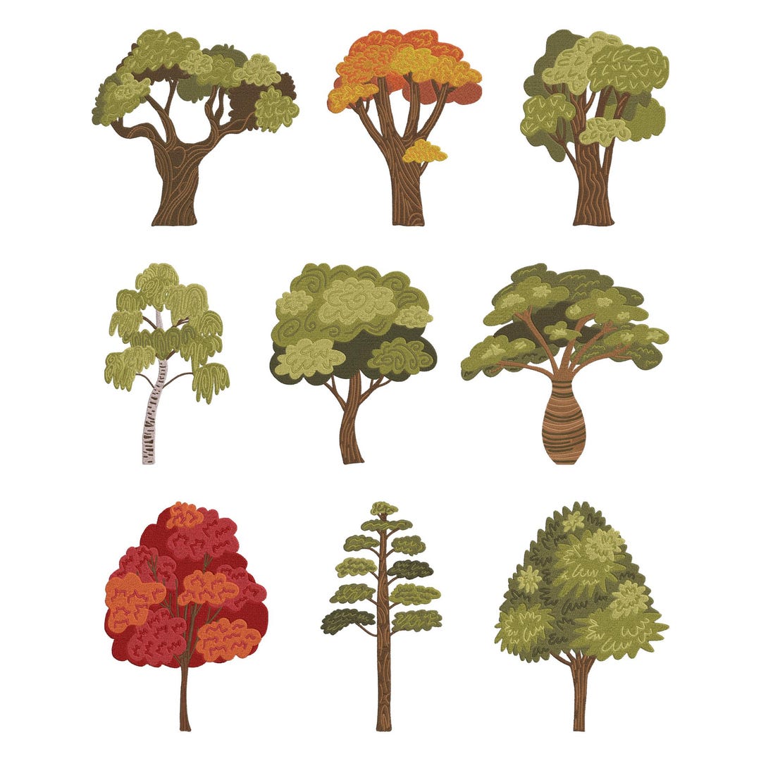 Tree Forest Nature Embroidery Design, Nature Forest Tree Machine ...