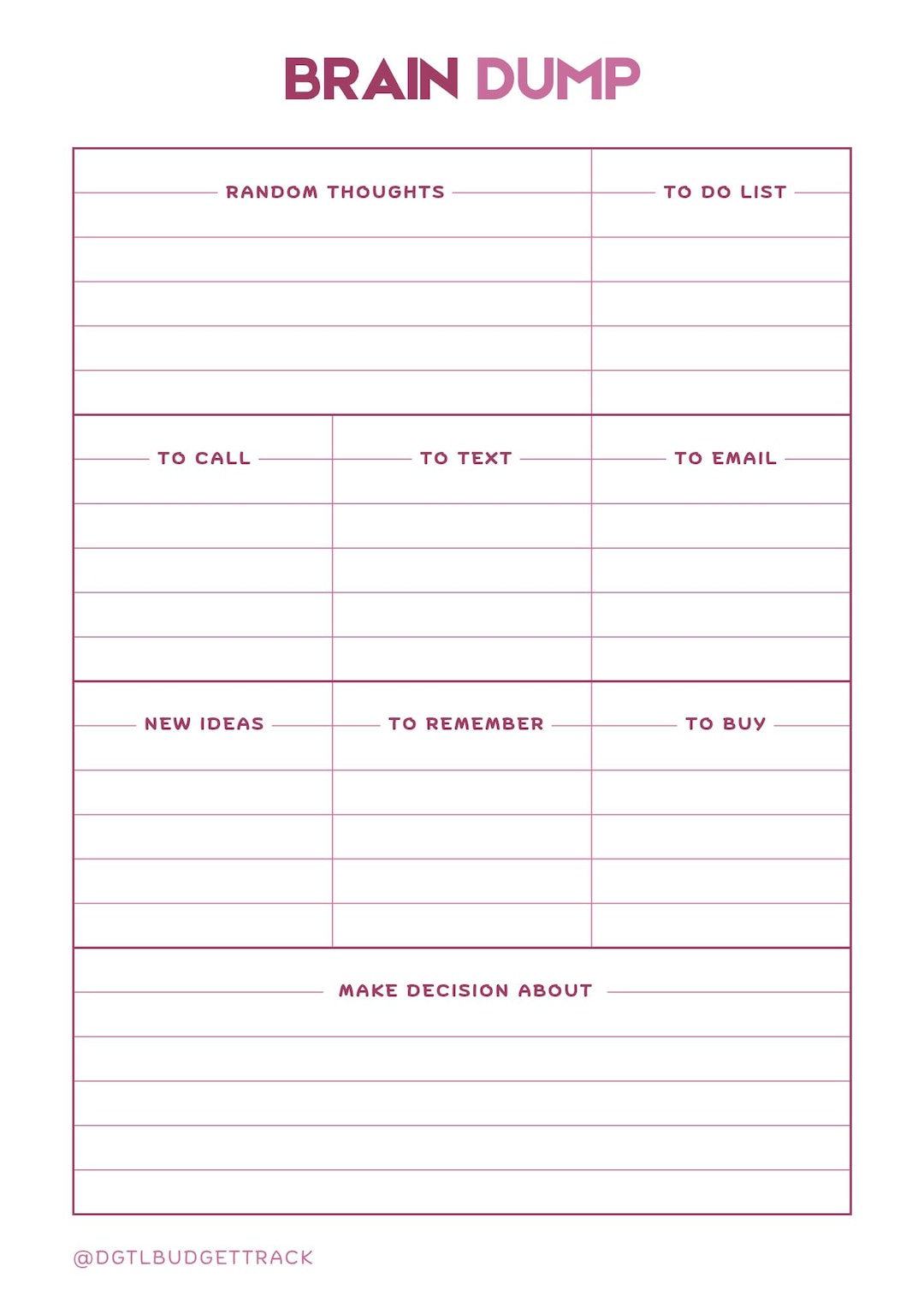 Brain Dump Planner - Etsy