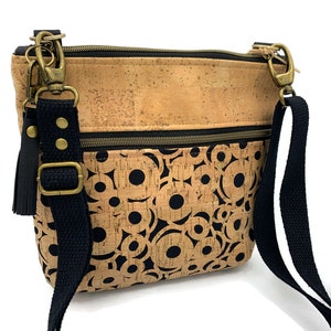 Double Zip Bag Cross Body Bag Cork Purse Black Purse - Etsy