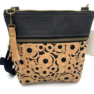 Double Zip Bag Cross Body Bag Cork Purse Black Purse - Etsy