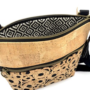 Double Zip Bag Cross Body Bag Cork Purse Black Purse - Etsy