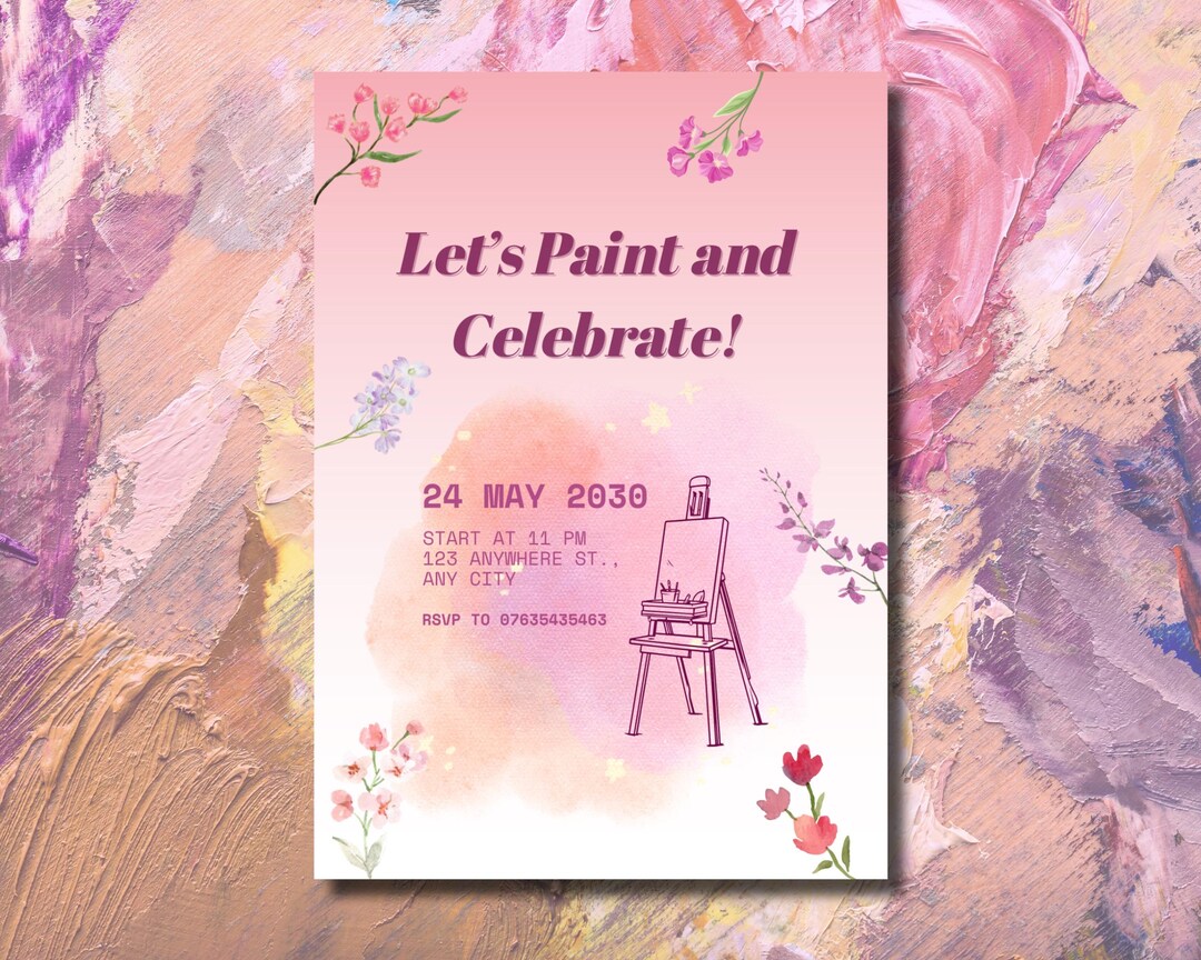 Paint & Celebrate Invitation Template: Editable Canva Party Invite (A6 ...