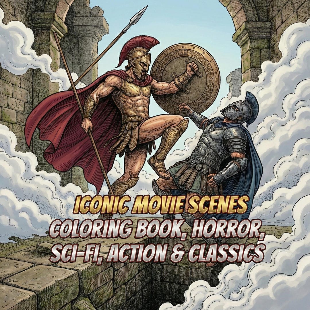 225 Movie Scenes Coloring Book for Adults | Cinematic Art (digital ...