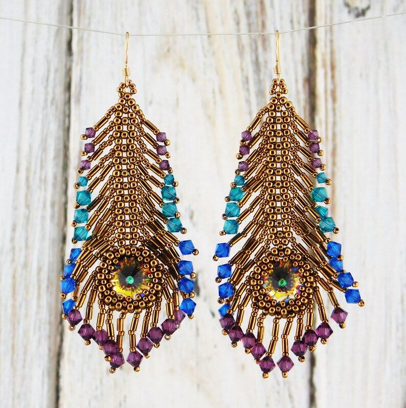 Instant Download PDF_Peacock Feather Earring Pattern_Bead | Etsy