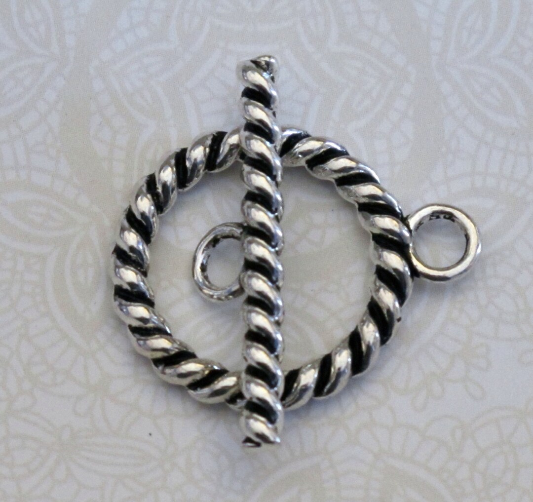 2 Sets 24mm Toggle Clasp Twisted Rope Antiqued Silver Pewter - Etsy