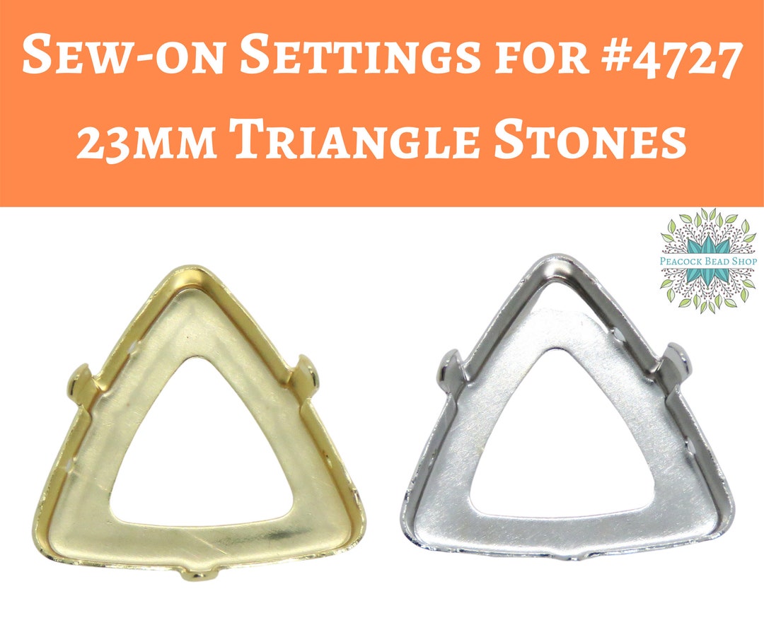 1 Piece) 23mm Triangle Stone Sew on Setting Art #4727 Gold or Rhodium ...