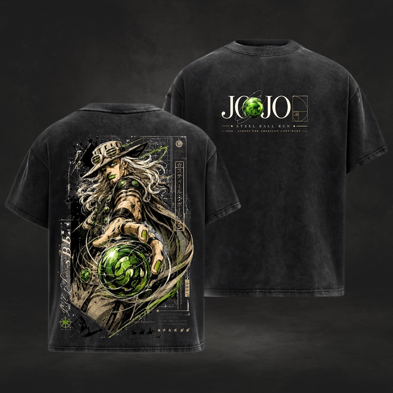 Jojo Steel Ball Run Gyro Zeppeli Shirt, JJBA Manga Tee, Spin Steel Ball ...