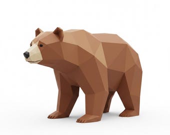 Bear 3D Model : Low Poly Bear STL File , Low Poly 3D Model , Low Poly ...