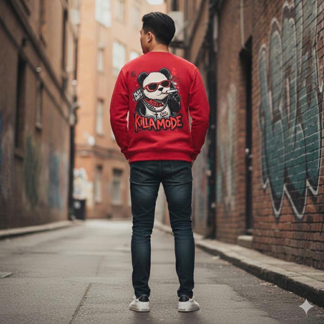 Killa Mode Panda Sweatshirt – Street Style Graphic Crewneck – Unisex ...
