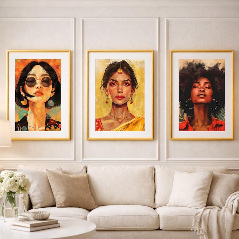 Diverse Women Portrait Art Prints, Modern Gallery Wall (digital ...