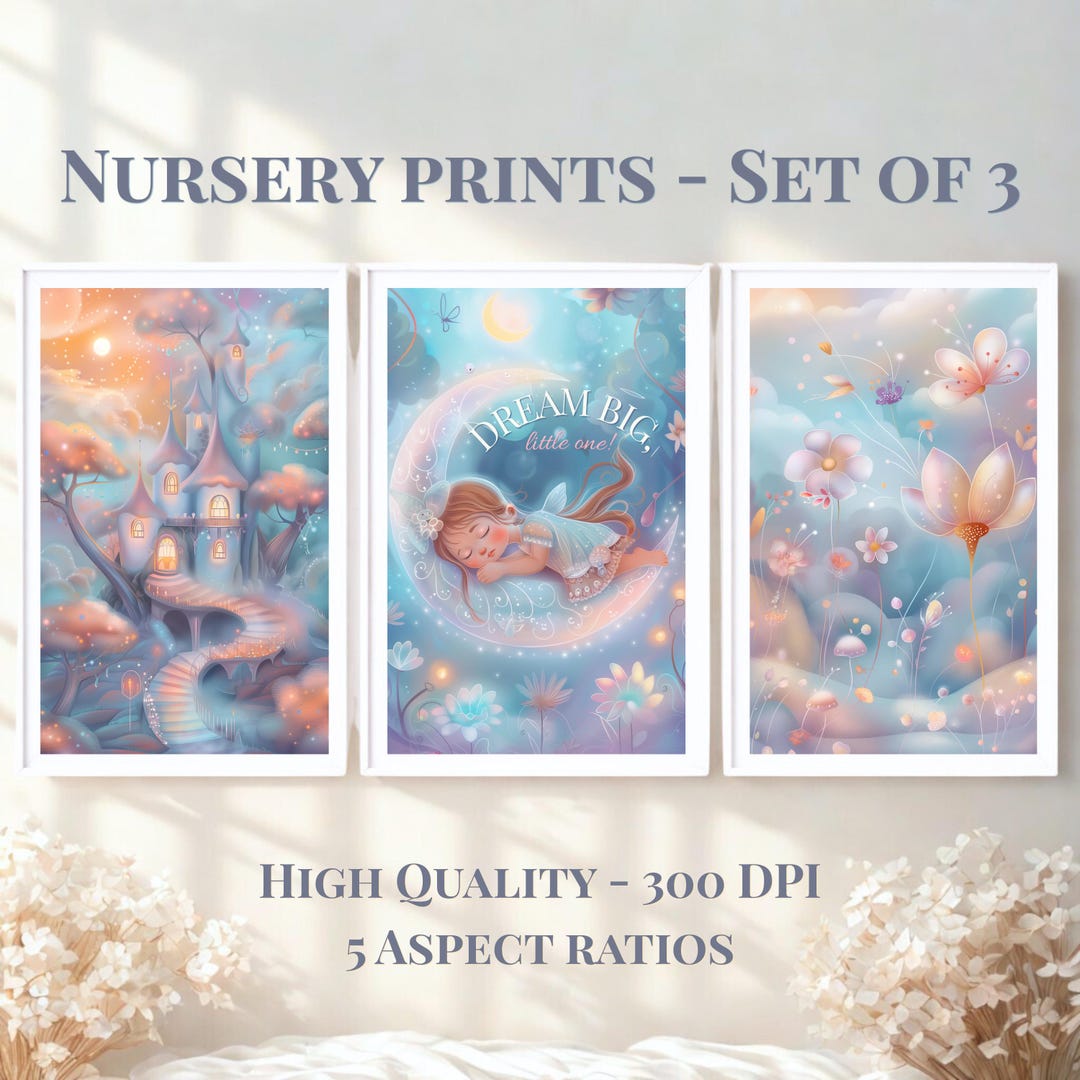 Nursery Wall Art Set of 3 Prints, Kids Room Wall Decor, Baby Room ...