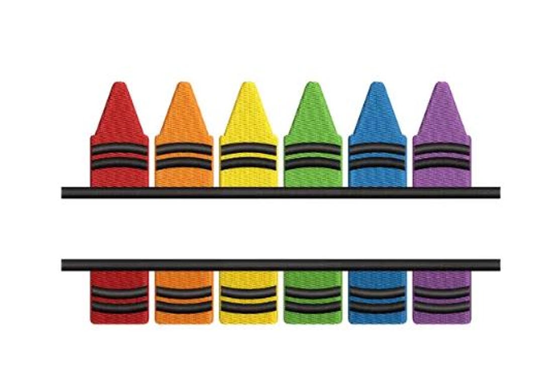 Embroidery Pattern of Separate Pencils, Wax Crayons for School, Instant ...