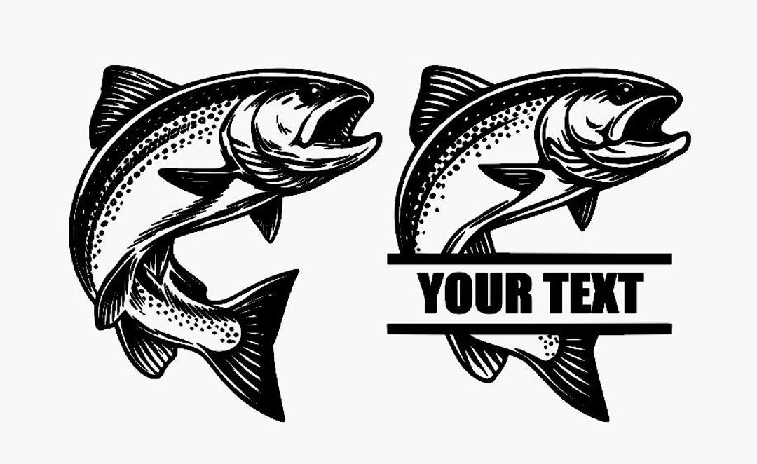Salmon-pike-perch Fishing SVG Ai DXF PDF LBRN2 Vector Cut File (digital ...