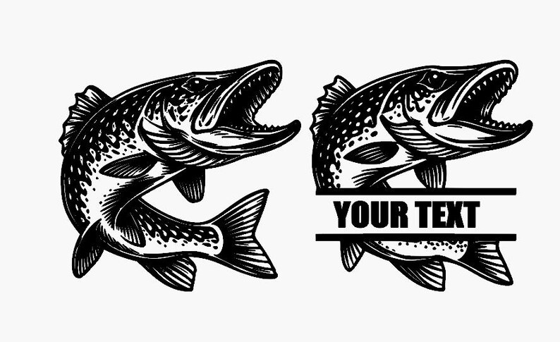 Salmon-pike-perch Fishing SVG Ai DXF PDF LBRN2 Vector Cut File (digital ...