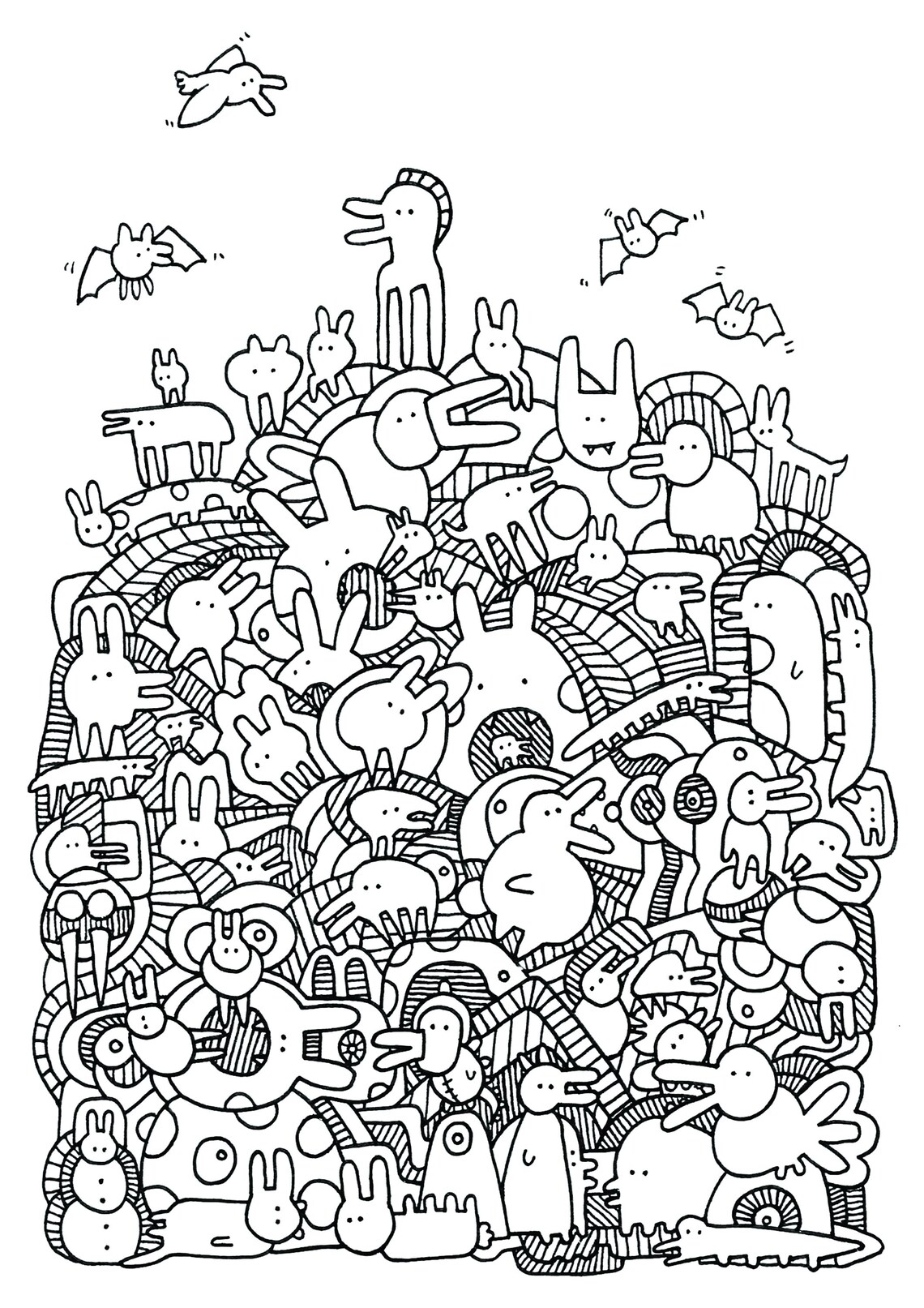 Printable Colouring Page – Digital Hand-drawn Art (‘varmints’) - Etsy
