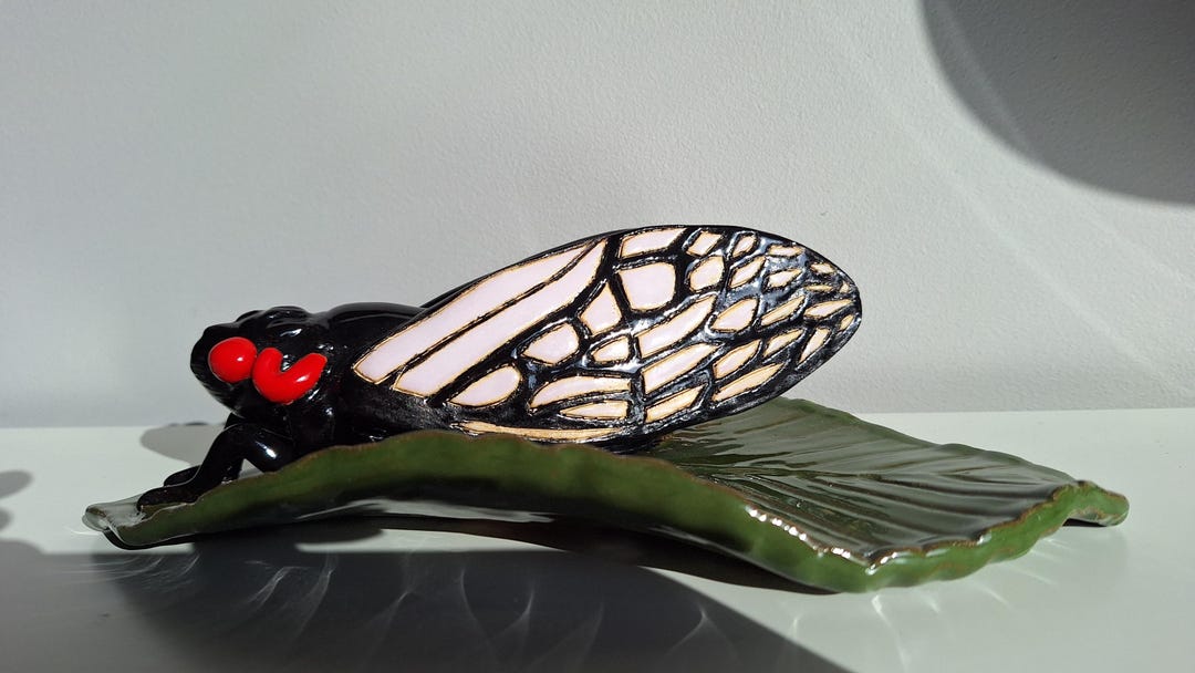 Cicada on Its Ceramic Leaf - Etsy